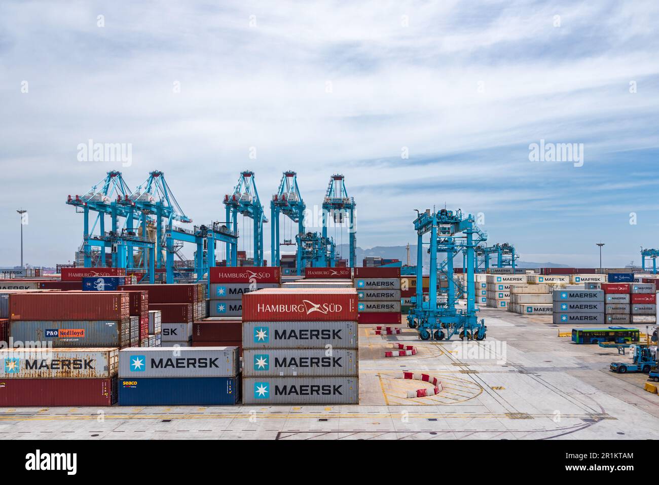 .Maersk container terminal in the port of Algeciras Stock Photo - Alamy