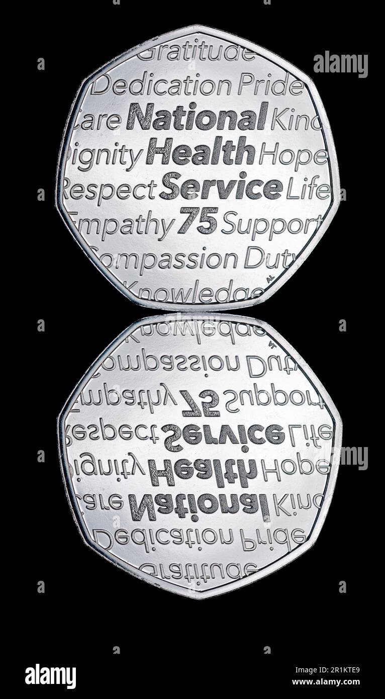 50 pence coin issued in 2023 to commemorate the 75th anniversary of the ...