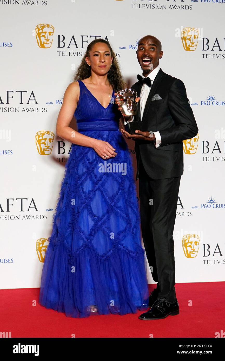 Moh Farah, left, poses with his wife Tania Farah holding his Single ...