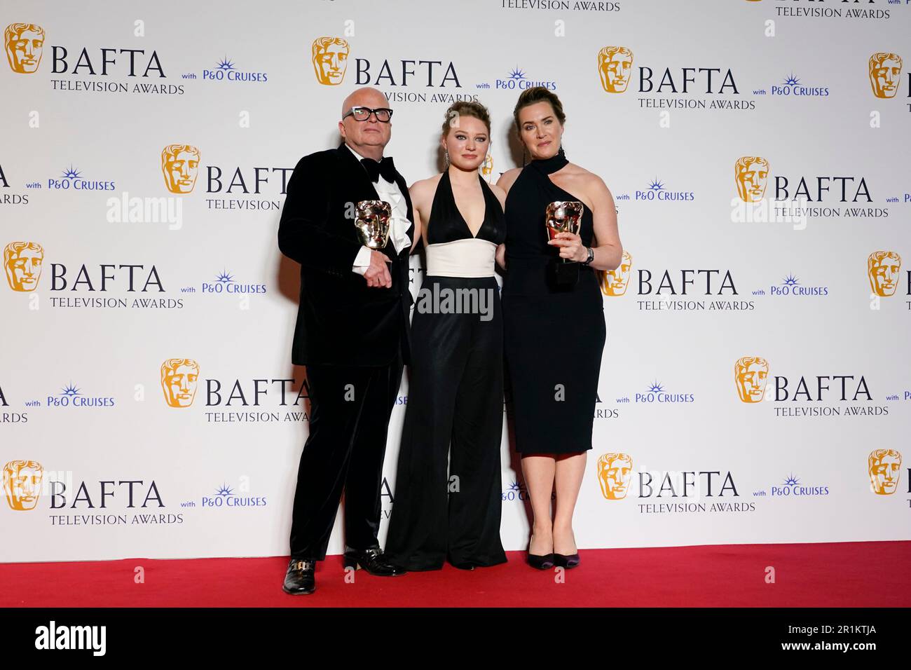 Kate Winslet, right, Mia Threapleton, centre and Dominic Savage pose ...