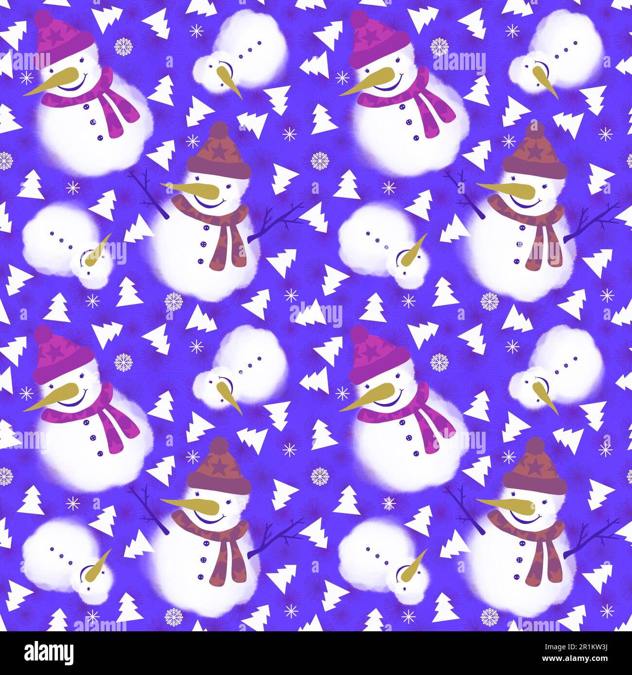 Winter seamless snowman and snowflakes pattern for Christmas wrapping ...