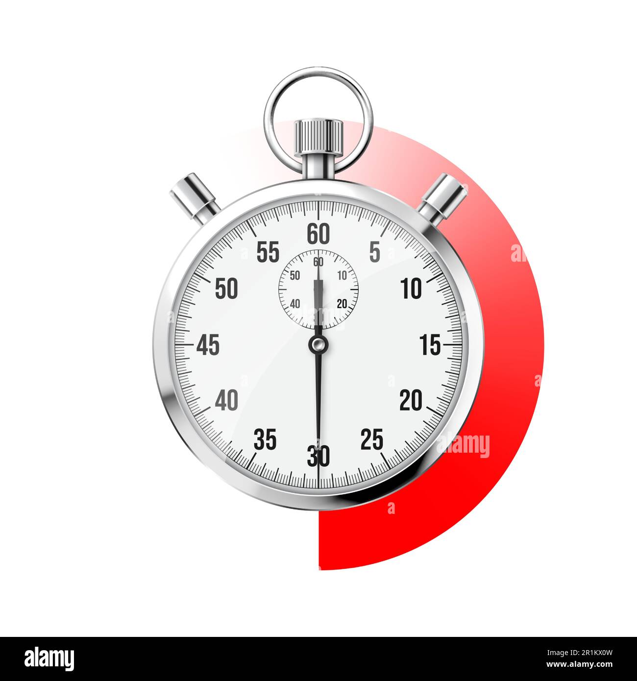 Realistic classic stopwatch. Shiny metal chronometer, time counter with ...