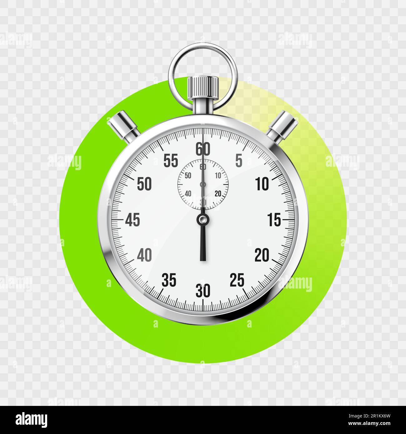 Realistic classic stopwatch. Shiny metal chronometer, time counter with ...