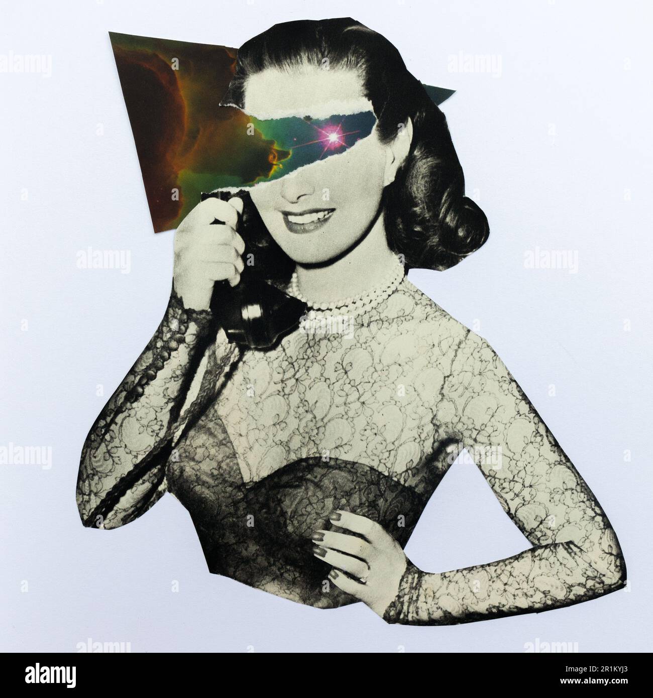 London, UK. May 13, 2023. A photograph of a hand cut surrealist style ...