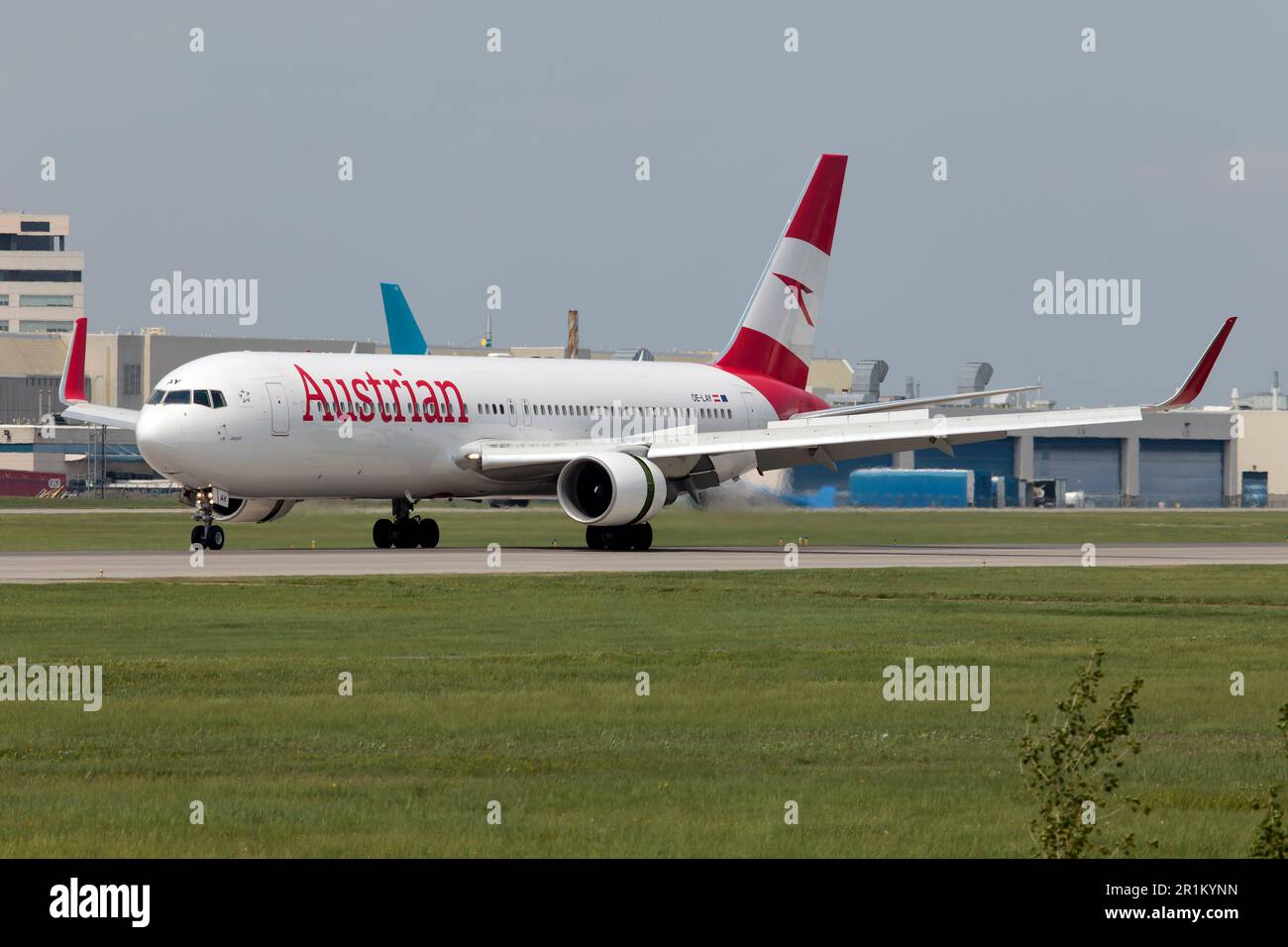 An Austrian Airlines Boeing 767-300ER just landed at Montreal Pierre ...