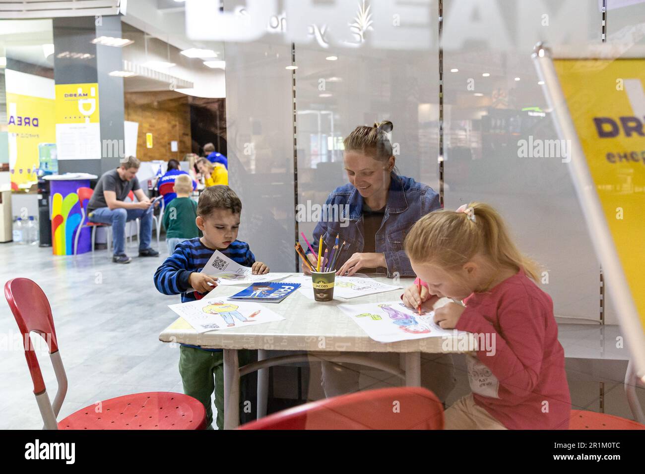 Kyiv, Ukraine. 14th May, 2023. Children of FRIDA Ukraine patients play ...