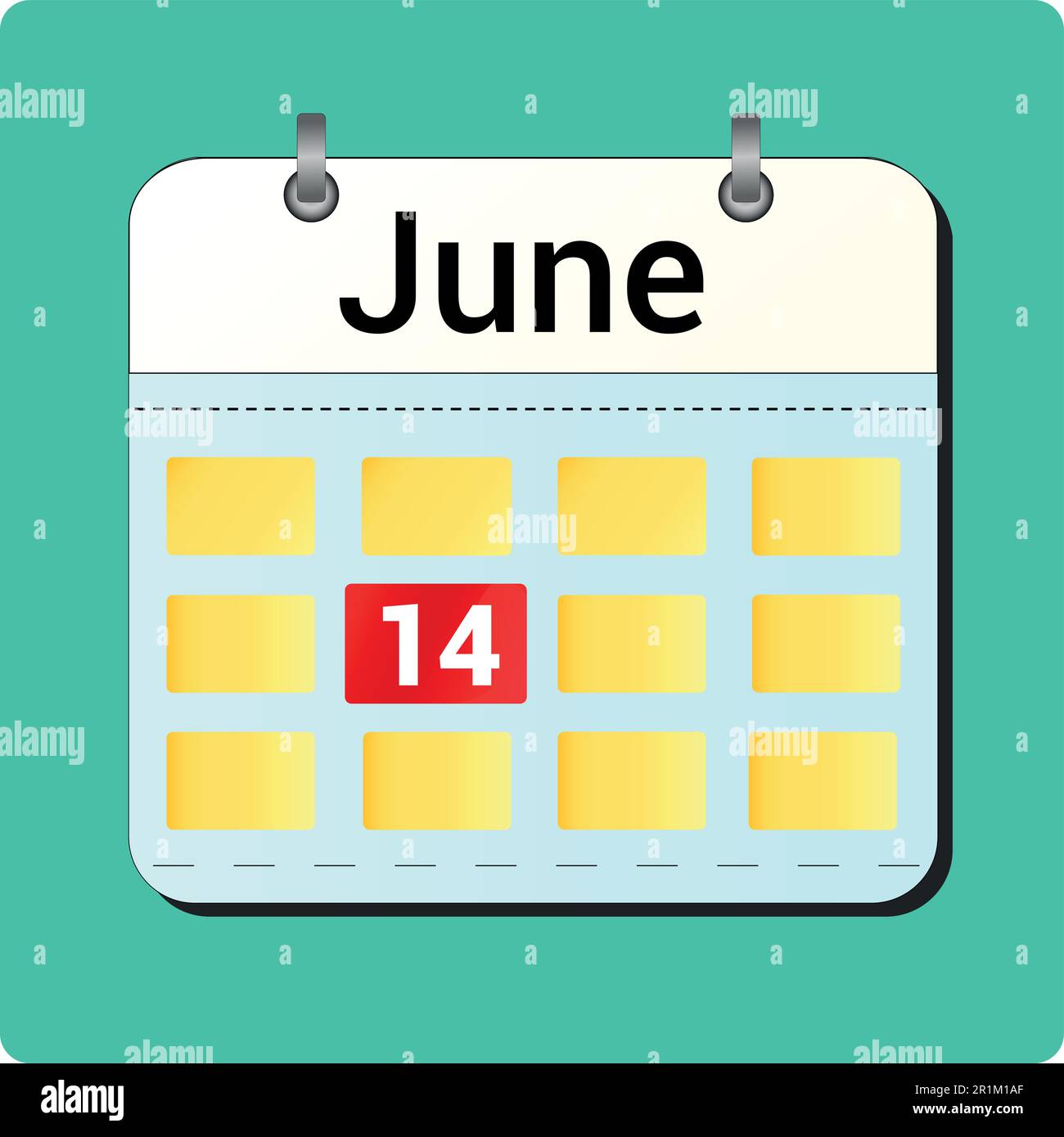 calendar vector drawing, date June 14 on the page Stock Vector Image ...