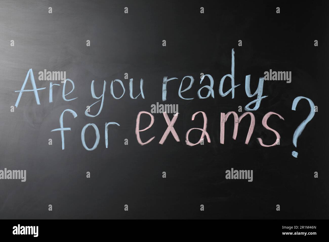 Blackboard with phrase Are You Ready For Exams as background Stock ...
