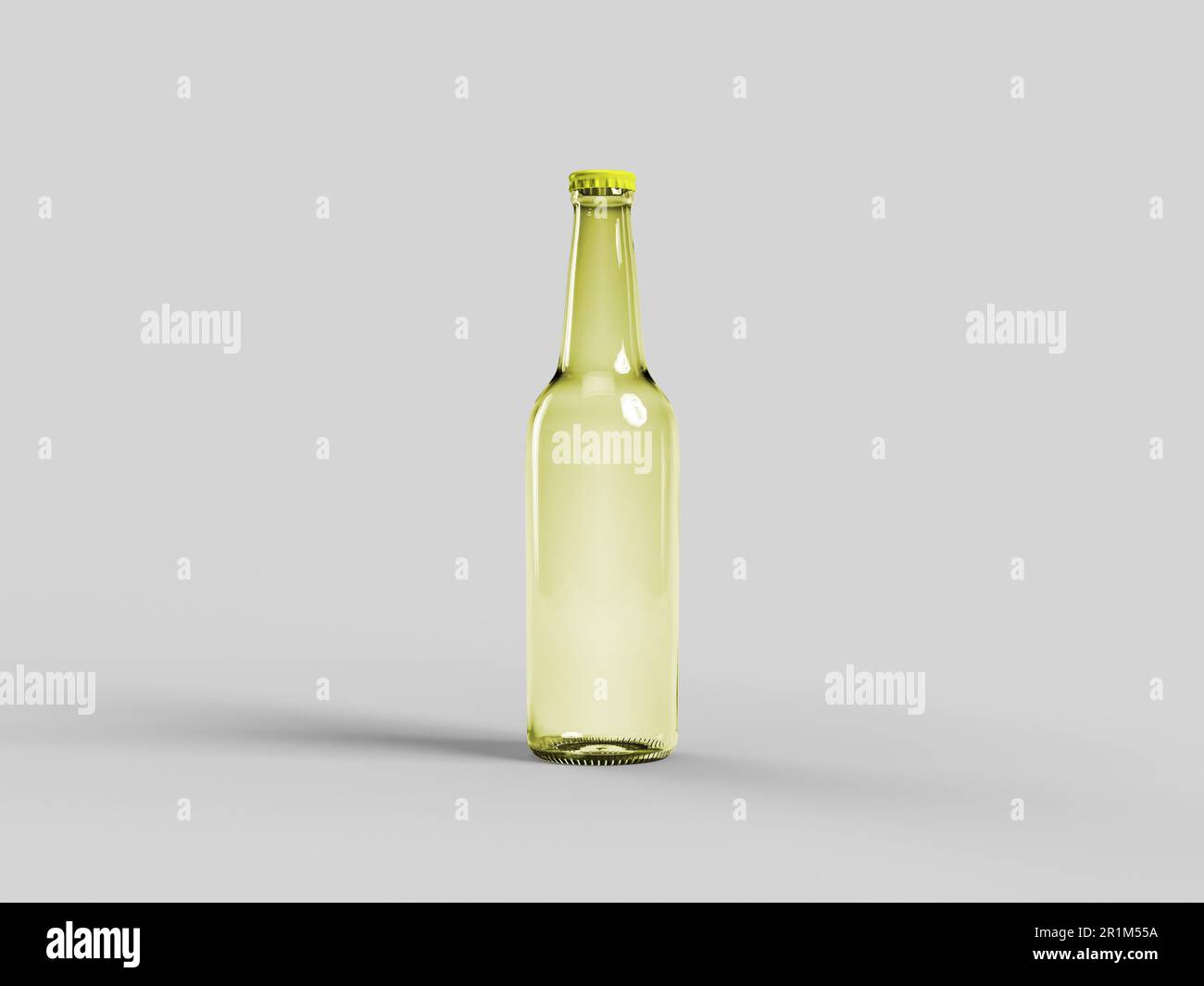 Yellow Beer Bottle Mock-Up isolated - Blank Label Stock Photo - Alamy