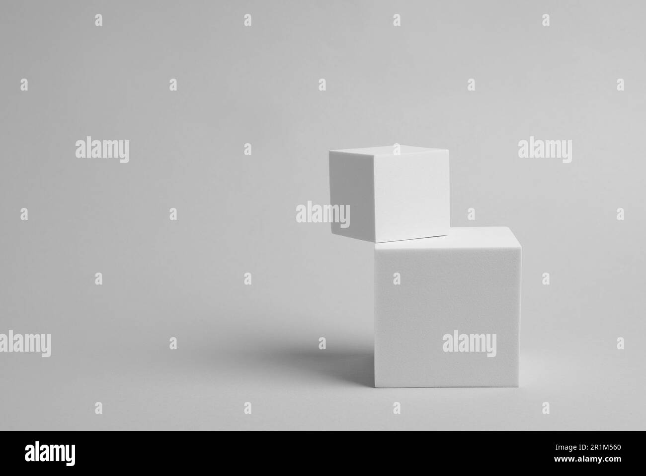 Scene with podium for product presentation. Cubes on light grey ...
