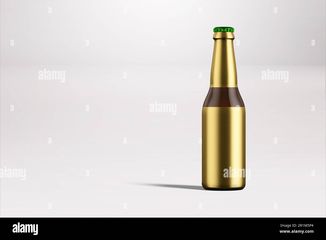 Round bottle with blank gold foil label isolated . beer fiesta concept ...