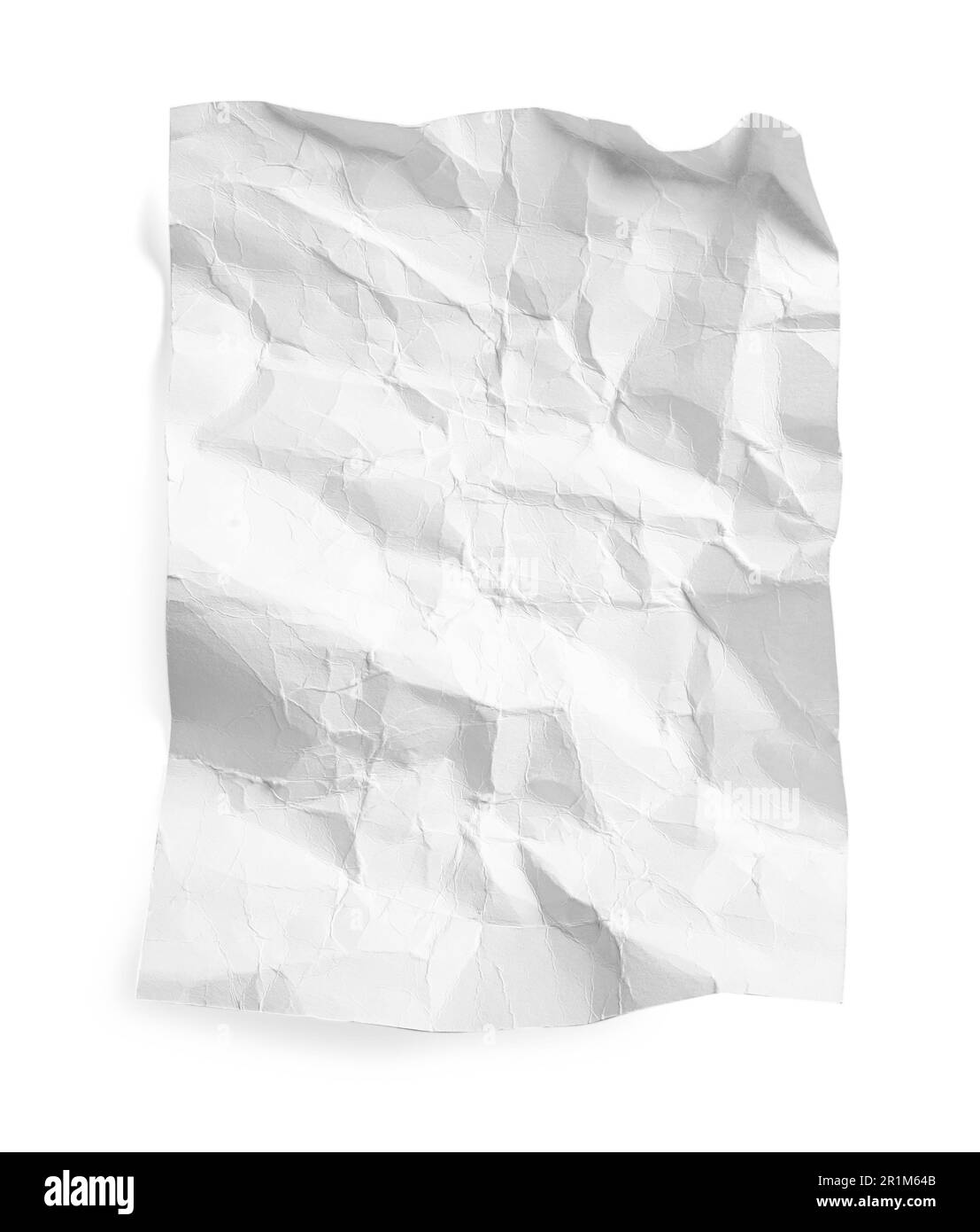 Crumpled paper sheet isolated on white, top view Stock Photo - Alamy
