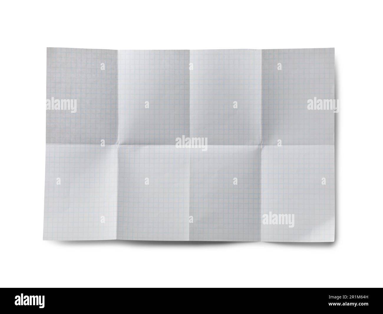 Checkered sheet of paper with creases on white background, top view Stock Photo - Alamy