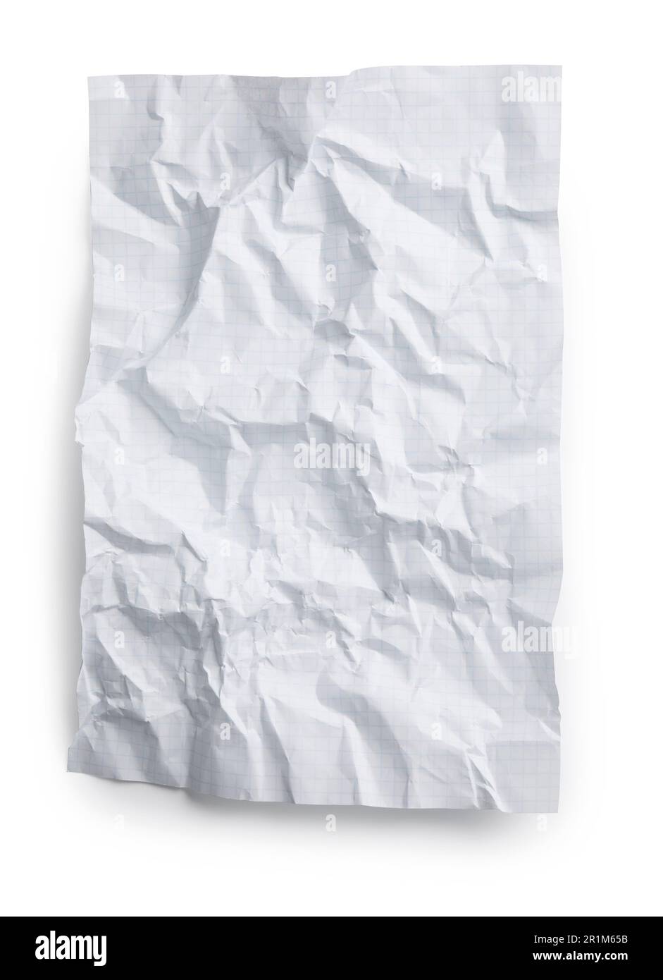 Crumpled sheet of paper on white background, top view Stock Photo - Alamy