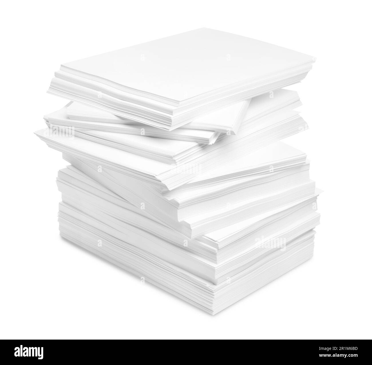 Stack recycled white paper paper Black and White Stock Photos & Images ...