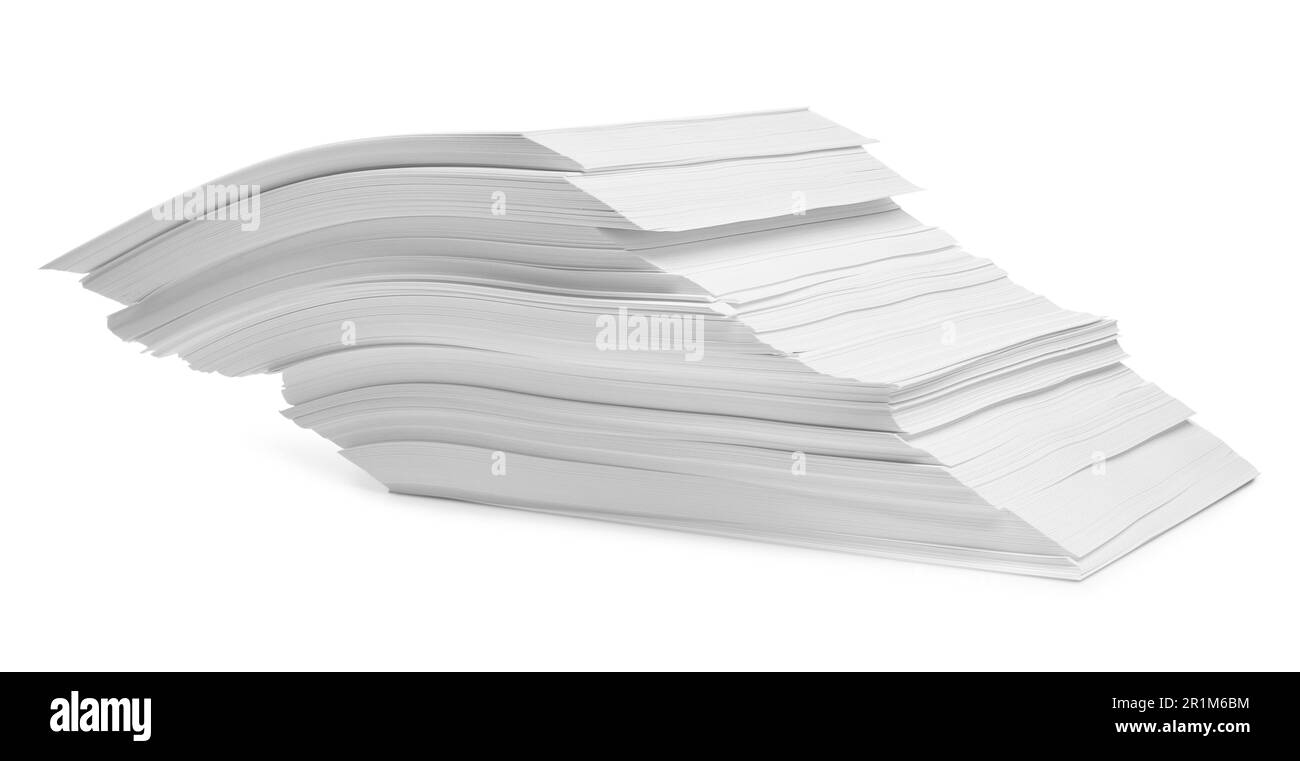 Pile of paper sheets on white background Stock Photo - Alamy