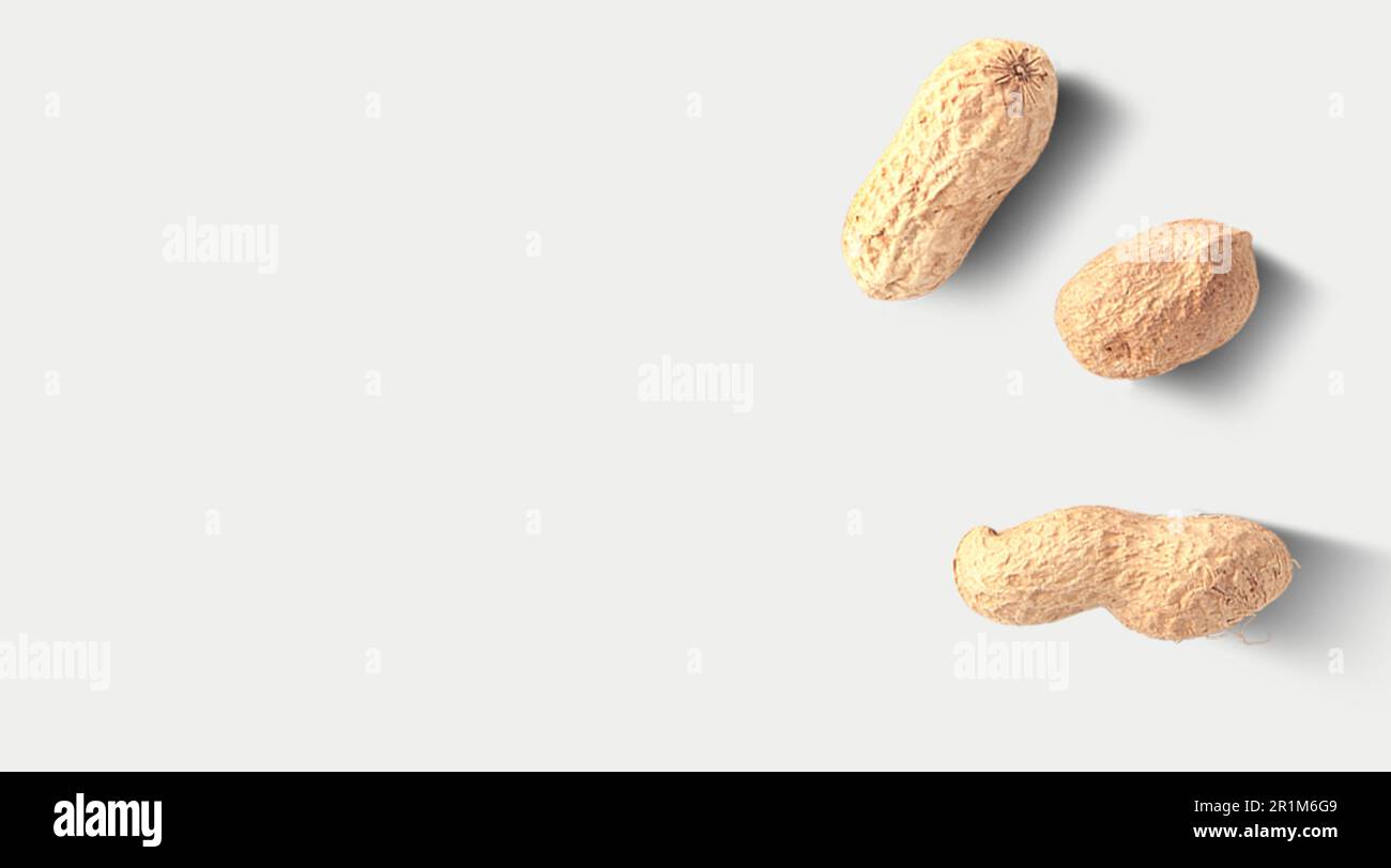 Close up photo of top view peanuts, raw peanuts in the nutshells ...