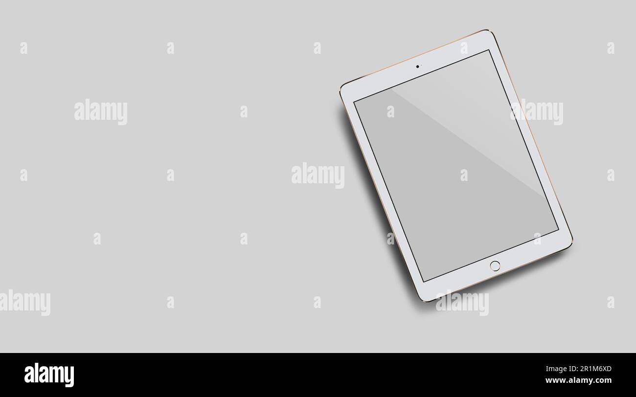 Mock-up new smartphone with a white screen close up top view Stock ...