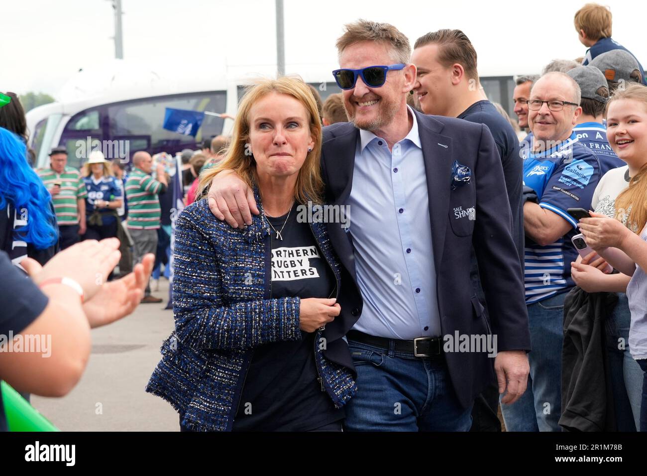 Sale Sharks co-owner Simon Orange and his wife Michelle arrive at the ...