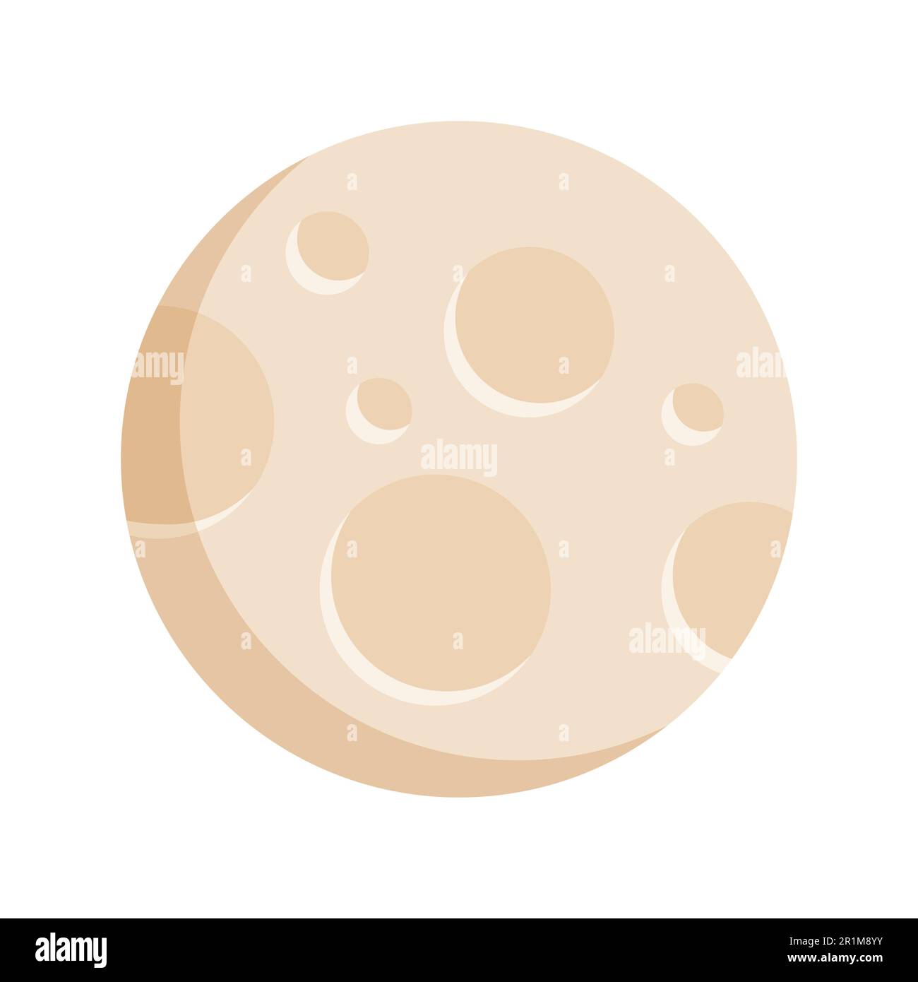 Vector Illustration Of The Full Moon With Lunar Craters Space Object Satellite Halloween