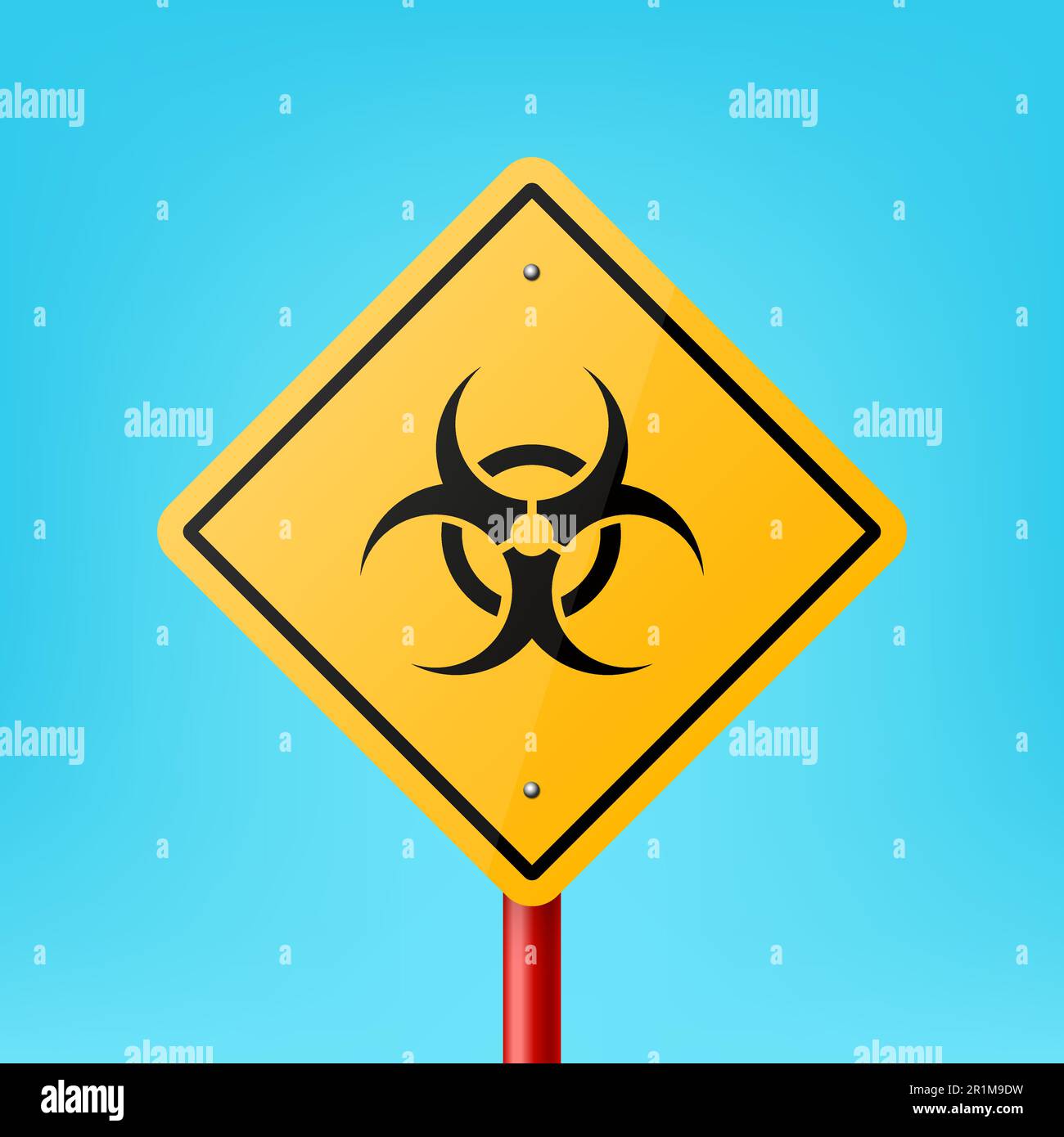 Vector Yellow Road Sign Frame with Biohazard, Radiation Sign, Icon ...