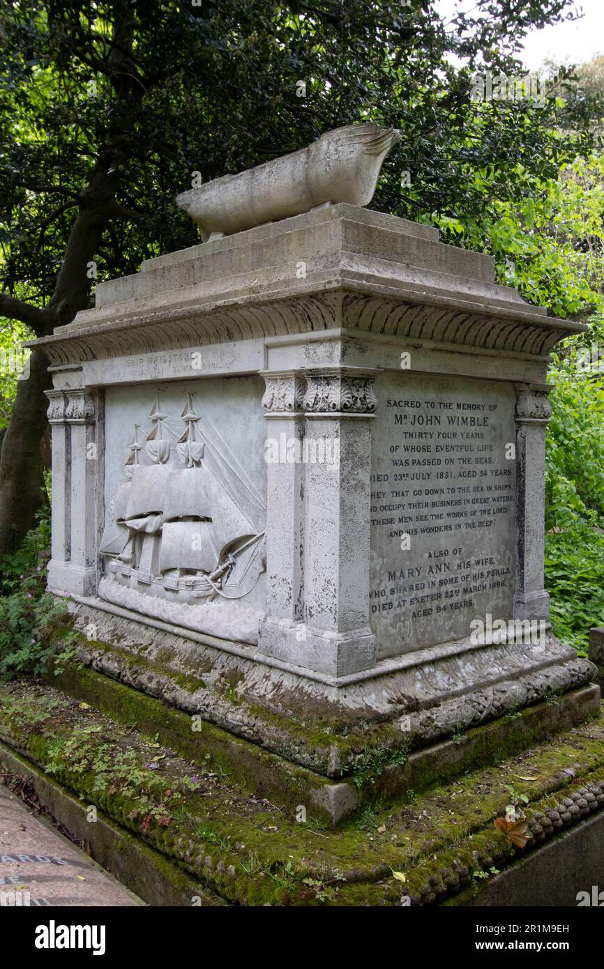 The John Wimble memorial on Ship Path, West Norwood Cemetery, one of ...