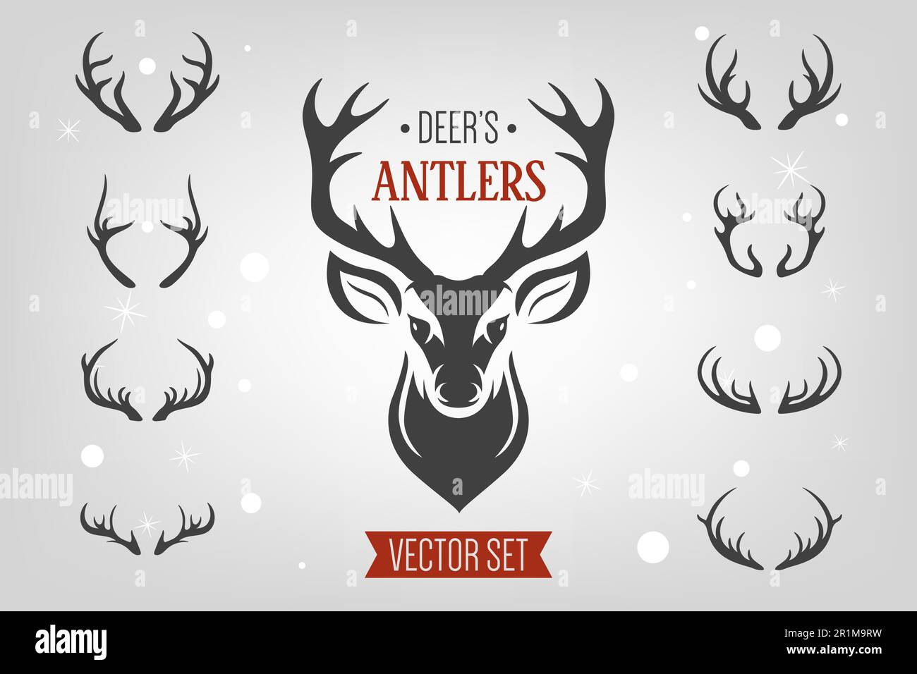 Vector Christmas Reindeer Horns, Antlers. Deer Horn Silhouettes. Hand ...