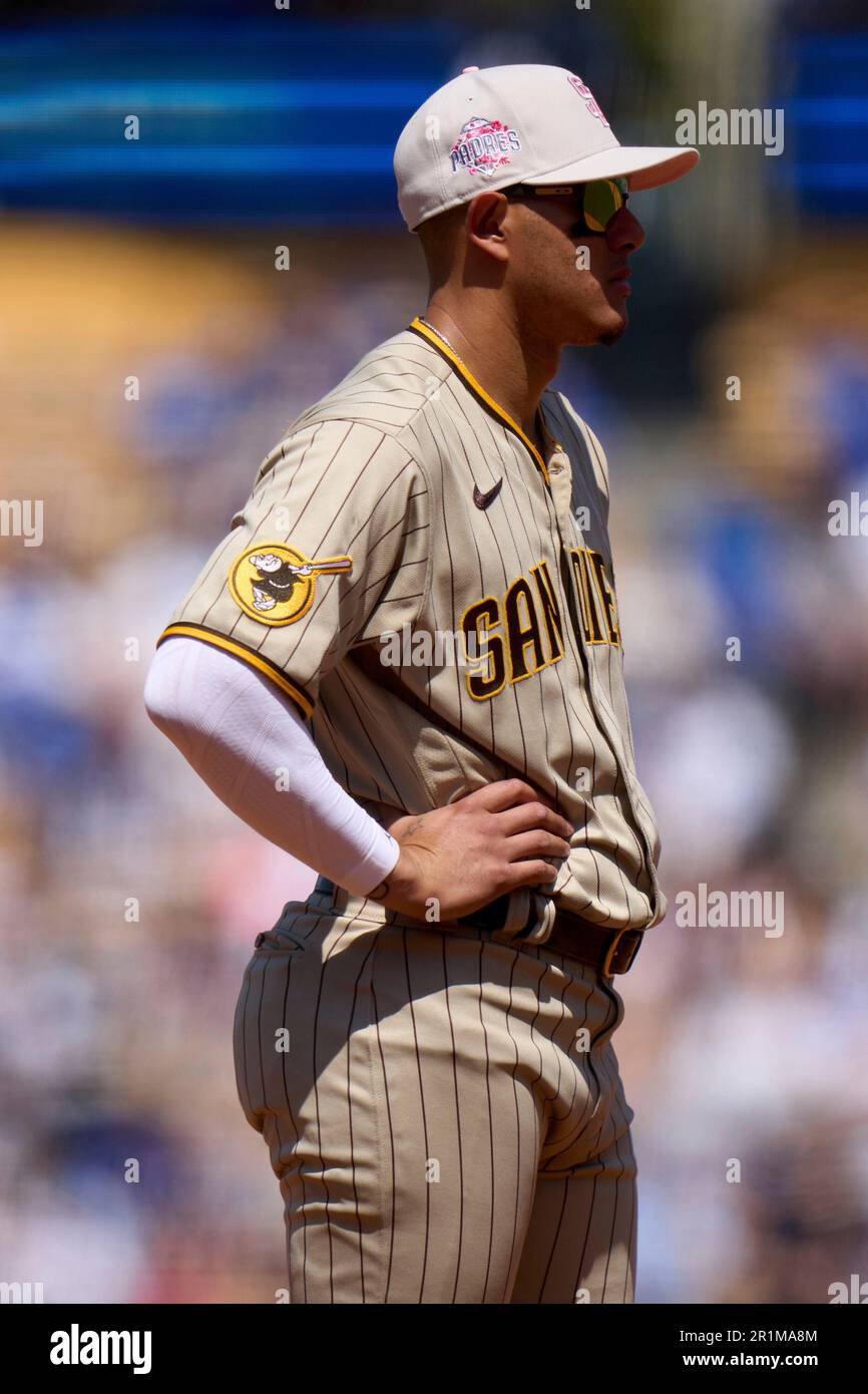 San Diego Padres third baseman Manny Machado stands ready at third base ...