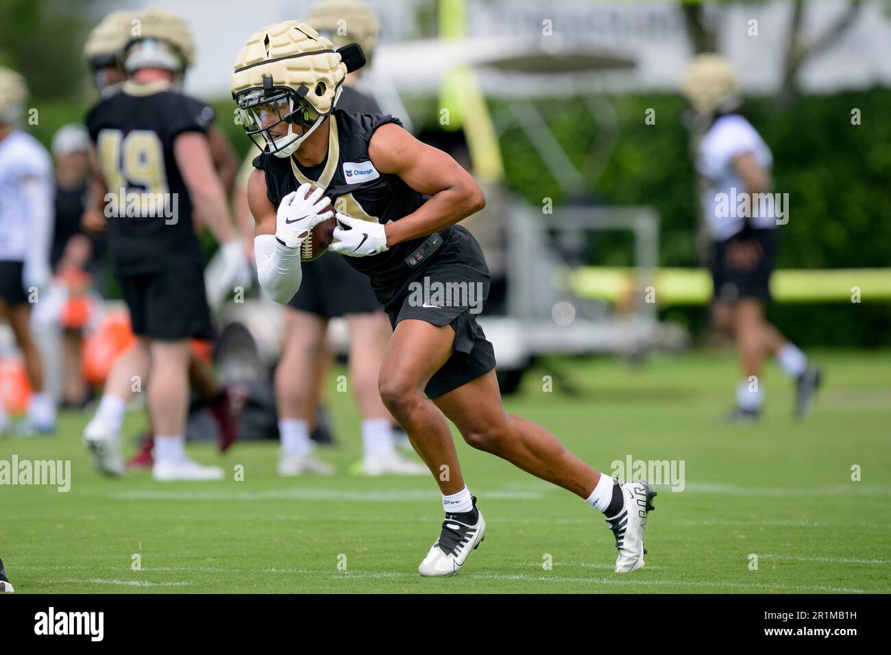 New Orleans Saints defensive back Jordan Howden runs a drill during the ...