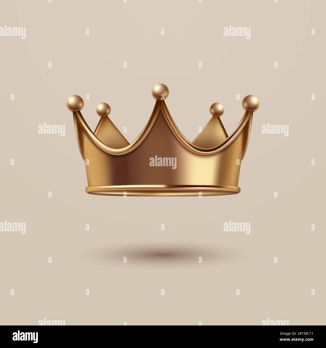 Vector 3d Realistic Golden Crown Icon Closeup Isolated Yellow Metallic
