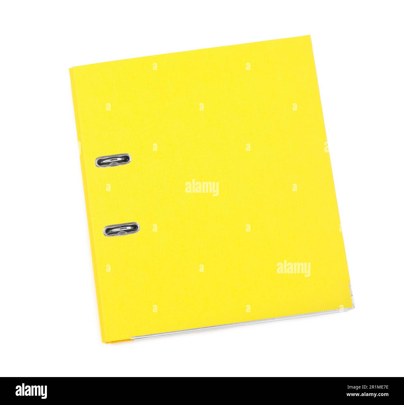 One yellow office folder isolated on white, top view Stock Photo - Alamy