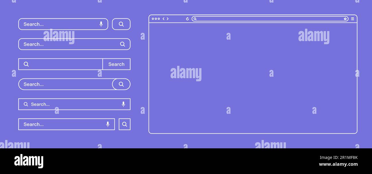 Blank web browser, internet page window with toolbar and search bar ...