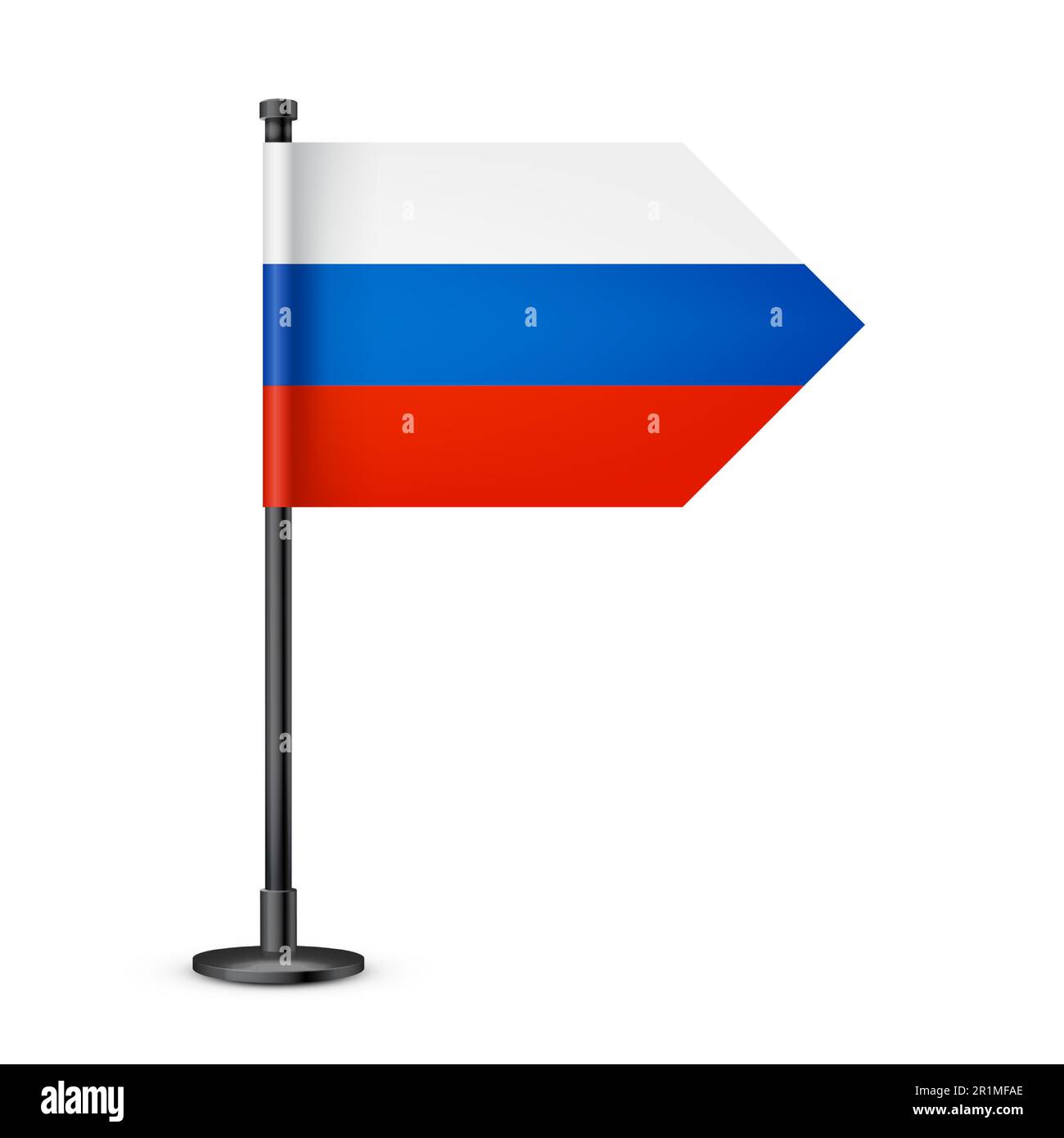 Realistic Russian table flag on a black steel pole. Souvenir from ...