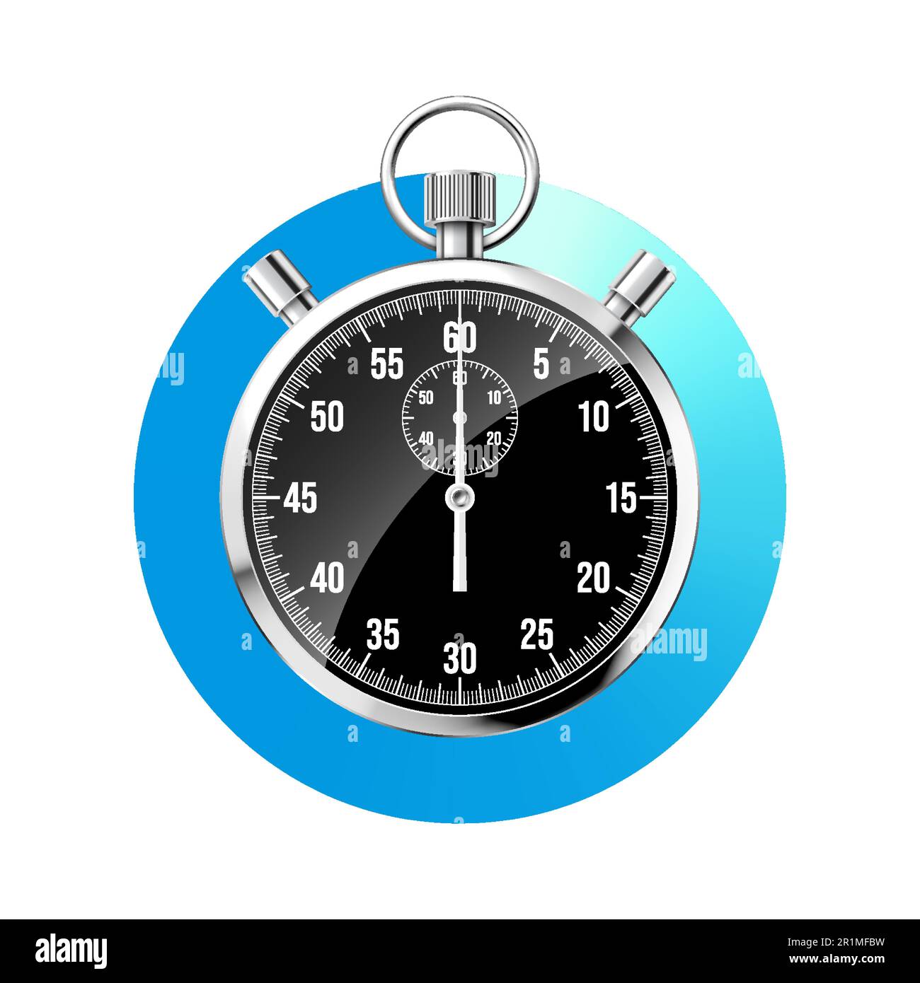 Realistic classic stopwatch. Shiny metal chronometer, black time ...