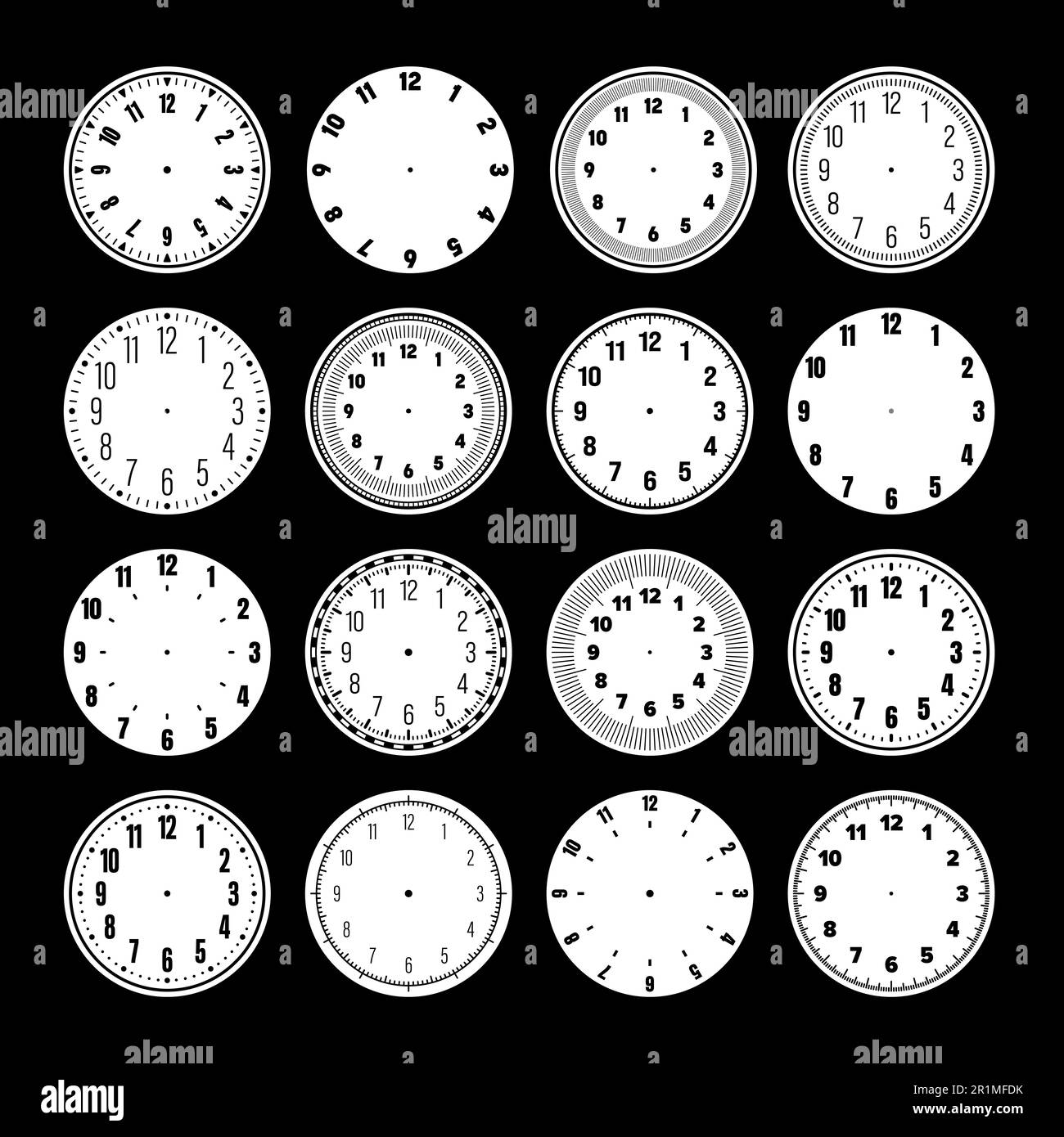 Mechanical clock faces, watch dial with numerals, bezel. Timer or ...