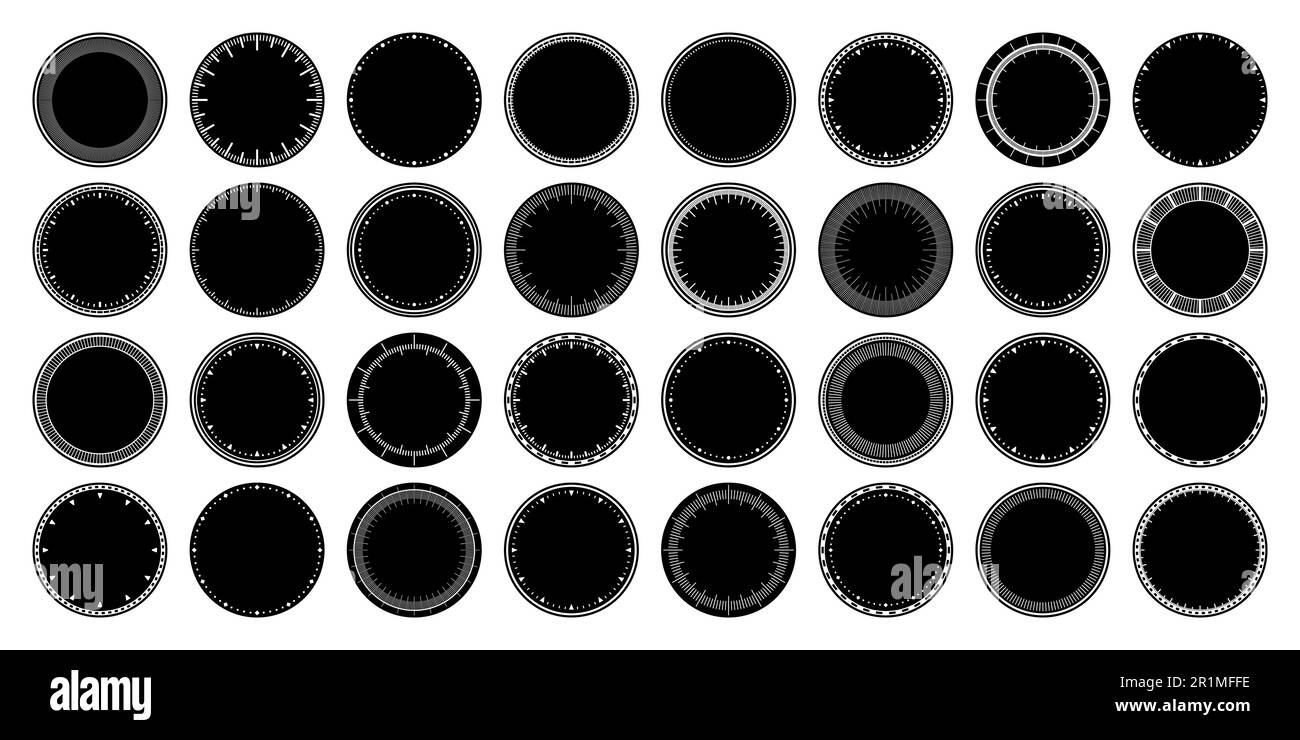 Mechanical clock faces, bezel. Watch dial with minute and hour marks ...