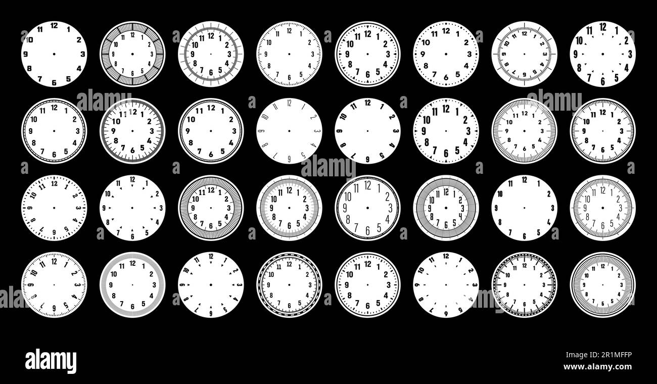 Mechanical clock faces, watch dial with numerals, bezel. Timer or ...