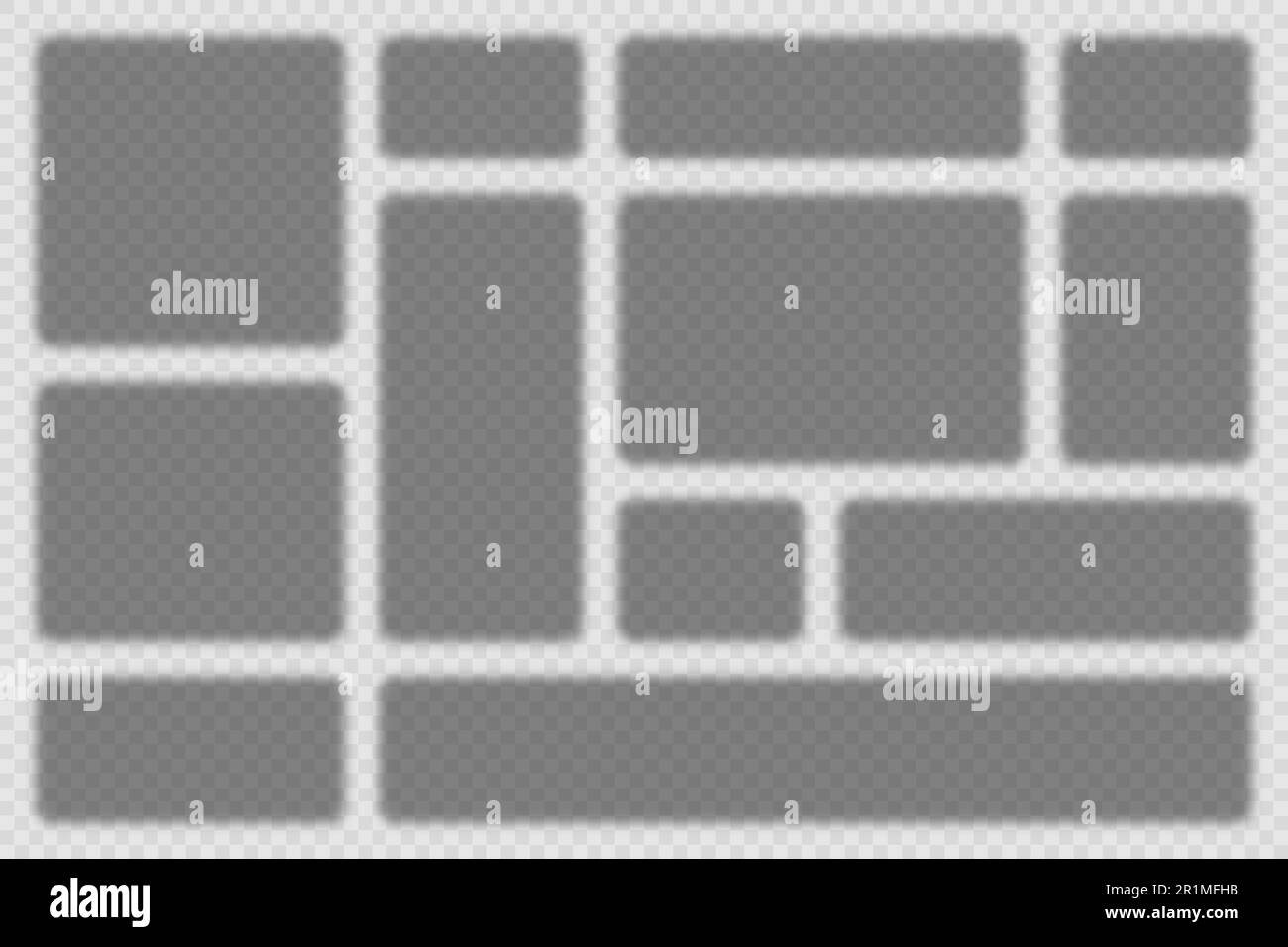 Collection of realistic rectangular shadows. Transparent square page ...