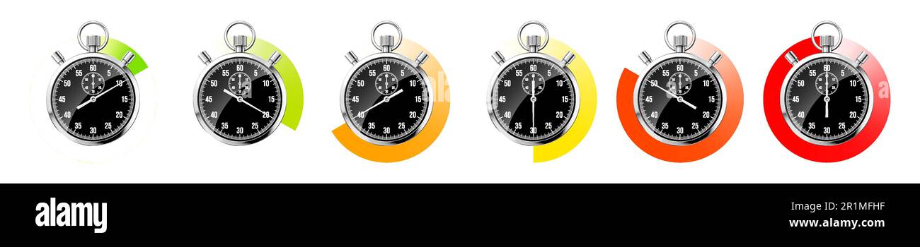 Realistic classic stopwatch. Shiny metal chronometer, black time ...