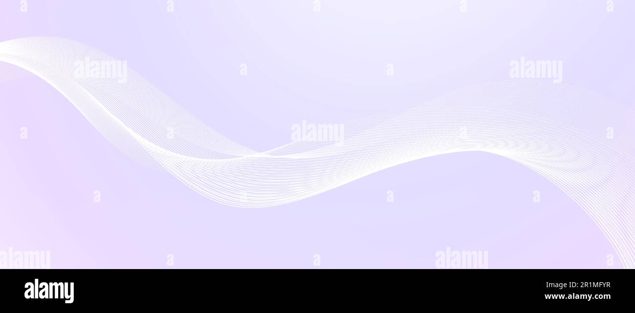 Flowing wave lines design. Abstract smooth curved stripes template. White fluid shape on light ...