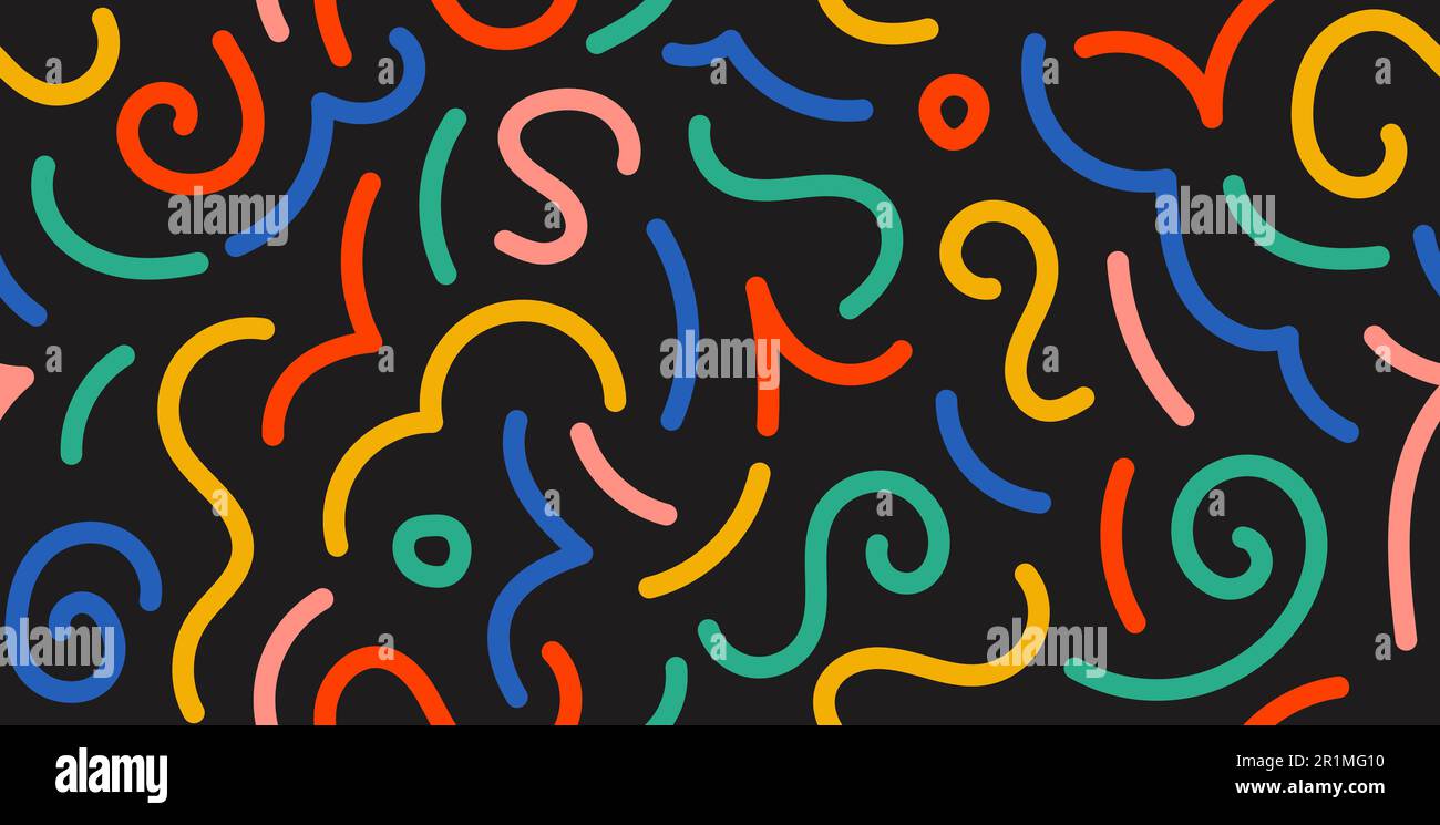 Colorful doodle seamless pattern. Abstract squiggle repeating ... Colorful doodle seamless pattern. Abstract squiggle repeating ...