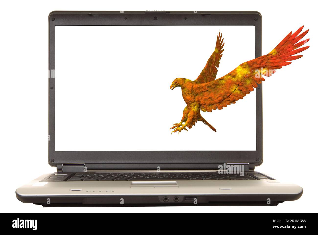 Laptop computer with an illustrated eagle on the screen Stock Photo - Alamy