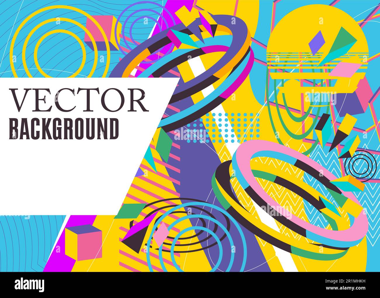 Retro geometric background with old geometrical shapes. Abstract busy ...