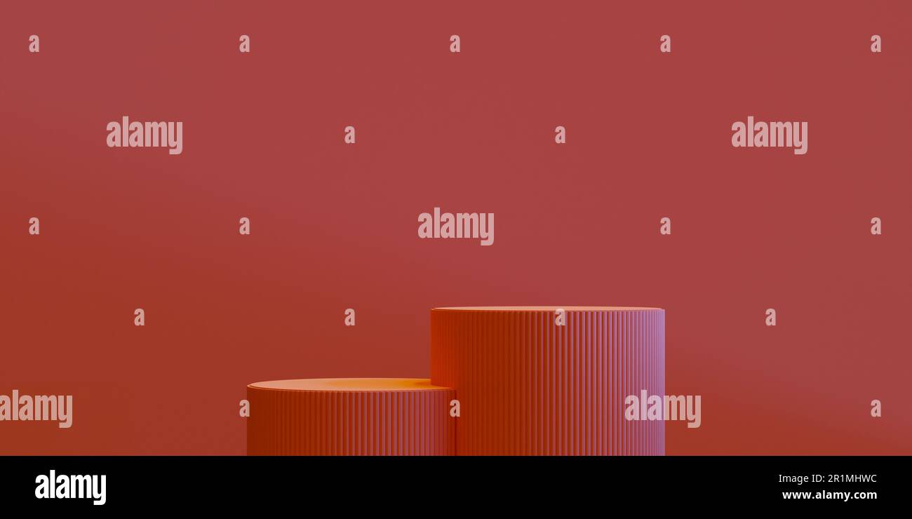 Two red podium backgrounds for product displays. 3d rendering Stock ...