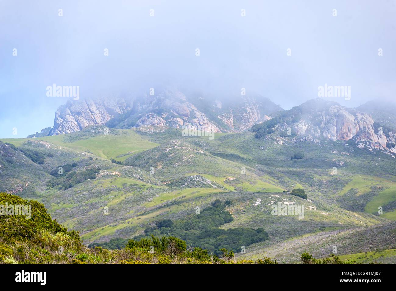Hollister Peak partially covered by clouds. Los Osos, California Stock ...