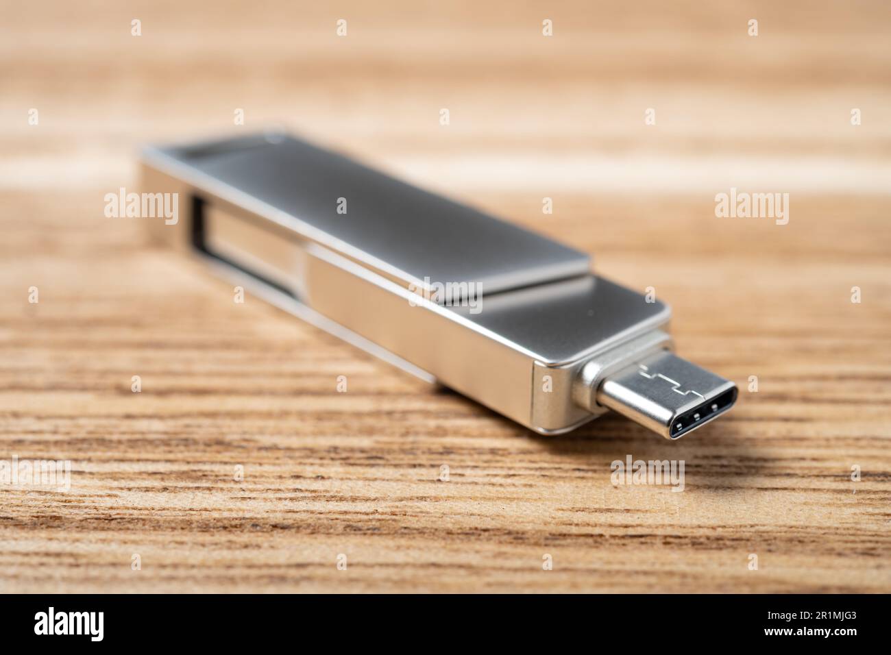angle view multi-sockets USB flash disk on a wood background Stock ...