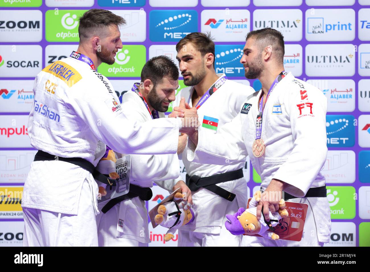 Ali Bin Hamad Al Attiyah Arena, Doha, Qatar. 12th May, 2023. (L-R) Lukas Krpalek (CZE), Arman ...