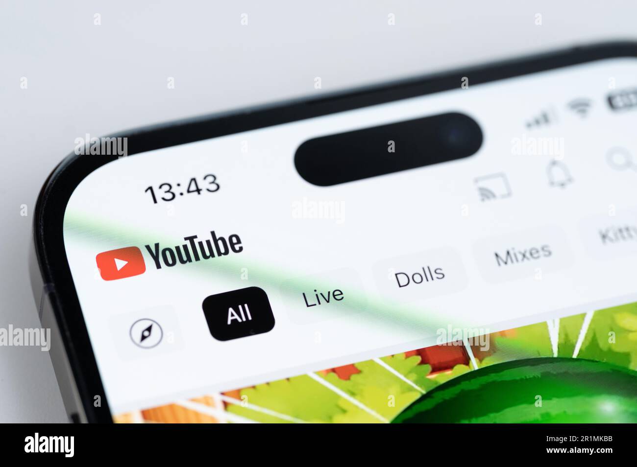 New york, USA - May 14, 2023: Youtube service menu on iPhone screen ...