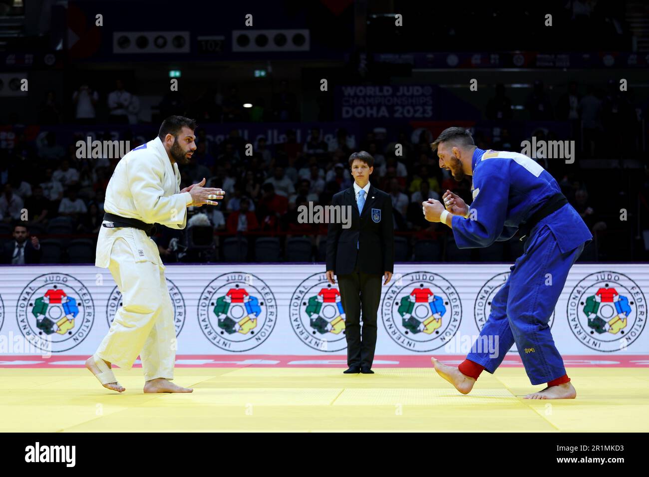 Ali Bin Hamad Al Attiyah Arena, Doha, Qatar. 12th May, 2023. (L-R) Arman Adamian (AIN), Lukas ...