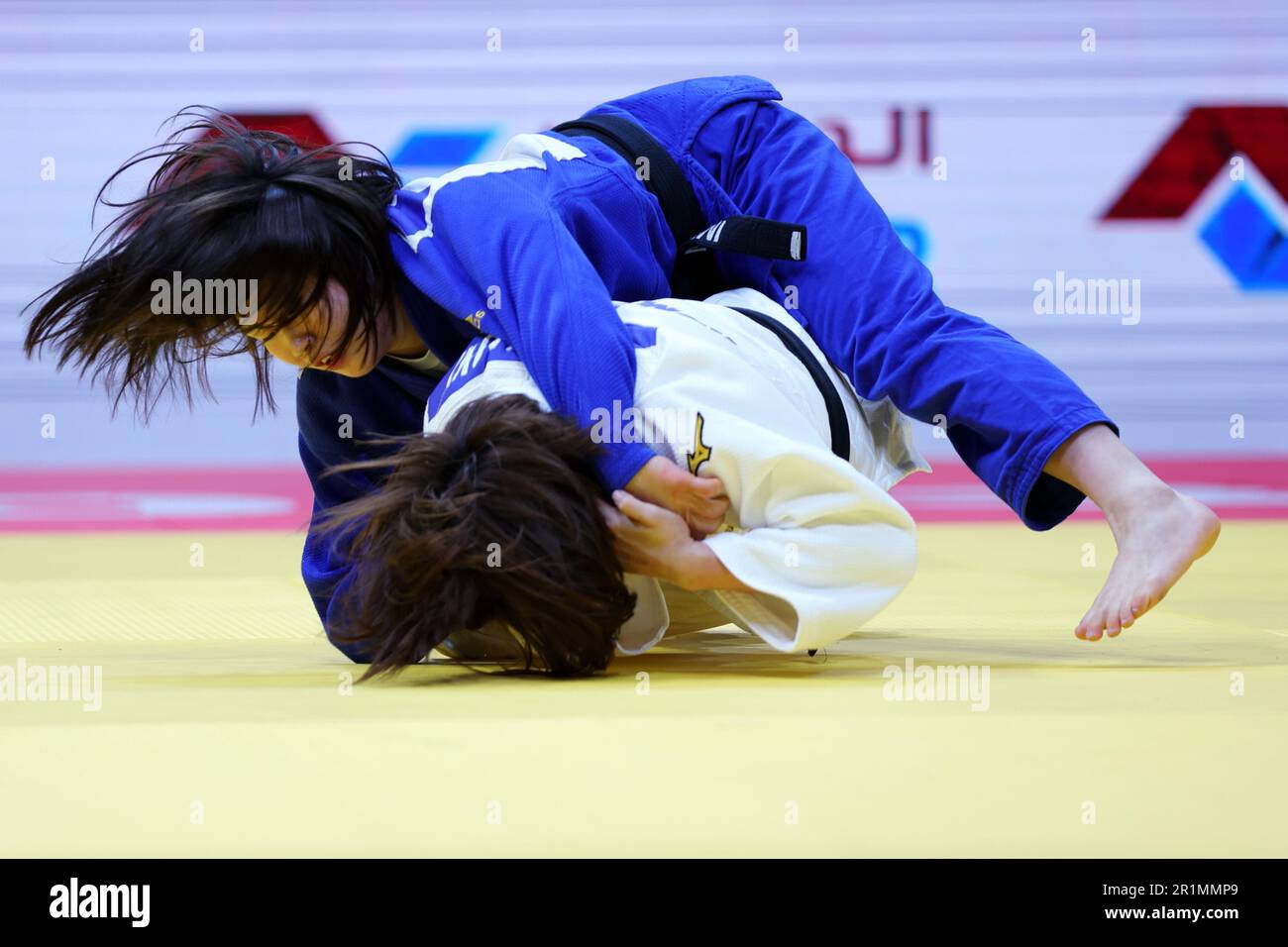 Ali Bin Hamad Al Attiyah Arena, Doha, Qatar. 14th May, 2023. (Top-Bottom) Mimi Huh (KOR), Momo ...